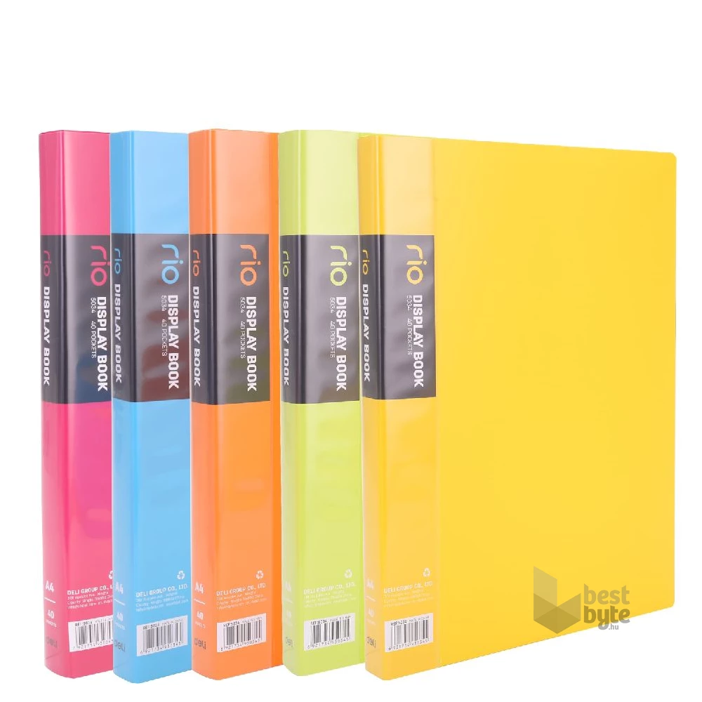 Deli Rio A4 40 zsebes feliratozható kemény borítós vegyes színű PP ...
