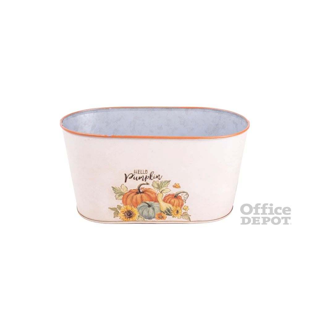 IRIS bádog kaspó ovál, tökök, krém narancssárga 23 x 12 cm - Office ...