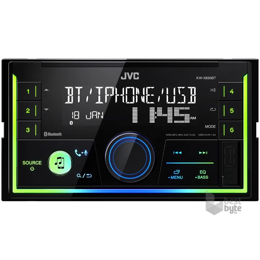 JVC KW-X830BT 2DIN Bluetooth/USB/AUX autóhifi fejegység - Office Depot ...